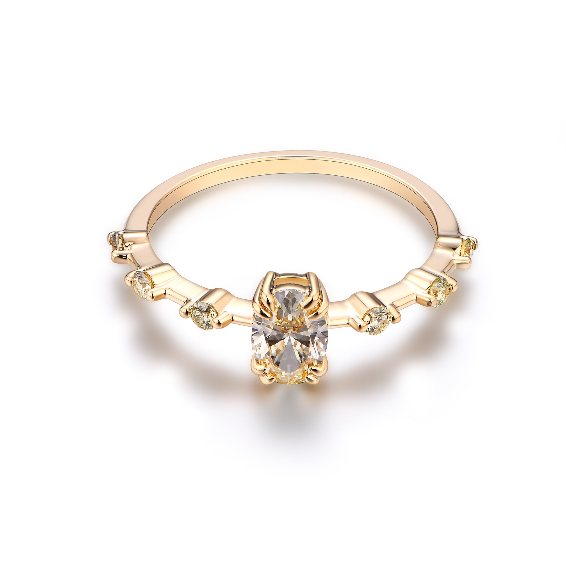 Oval Light Yellow Space Diamond Ring | Kowloon Trading Co